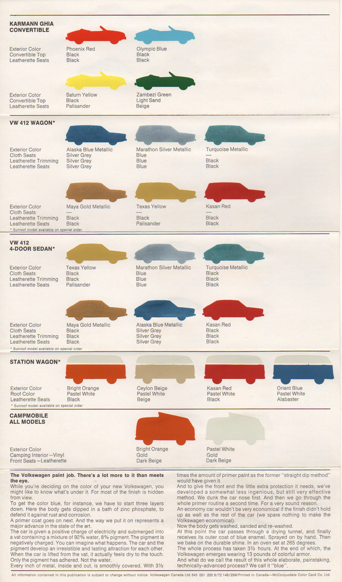 vw bug color codes