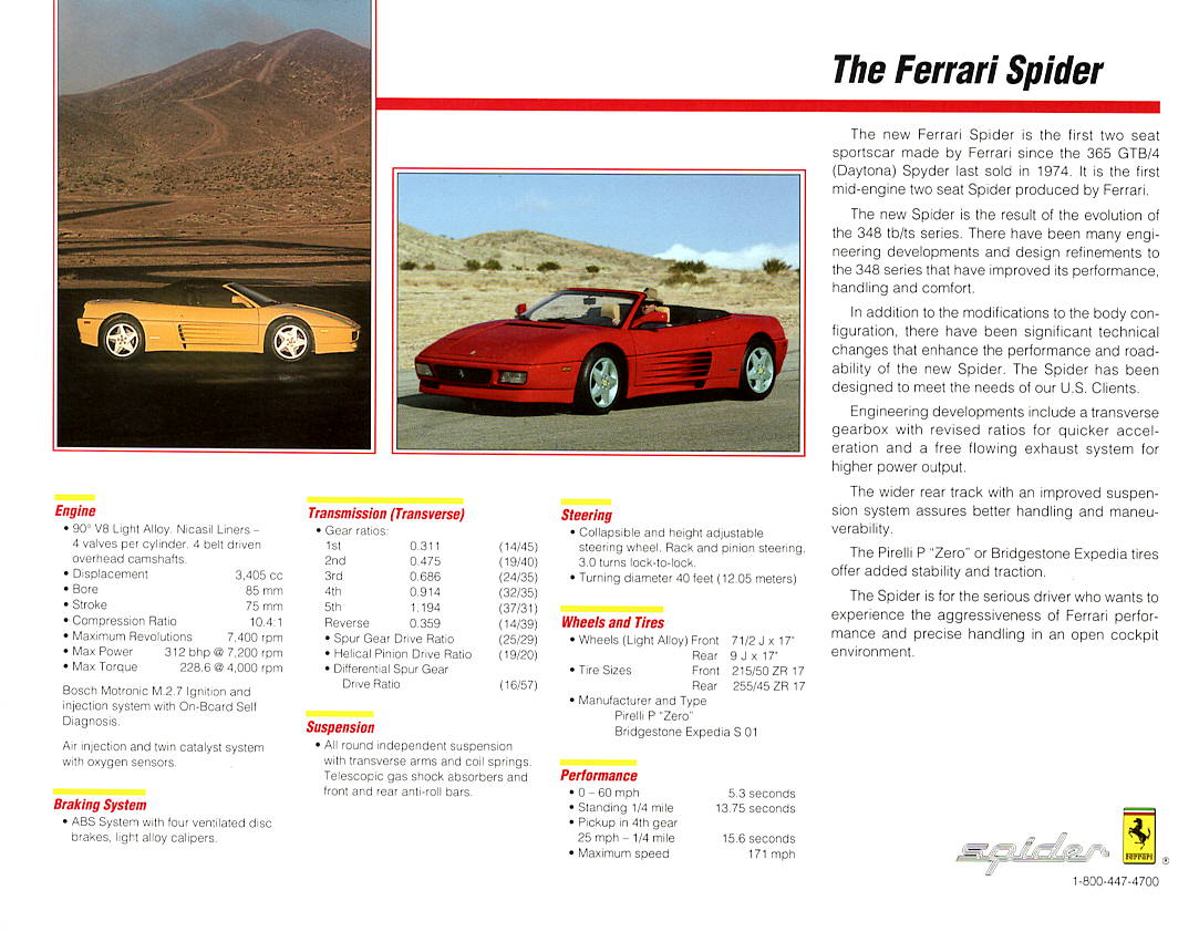 Ferrari 348 Spider Brochure – Albaco Collectibles